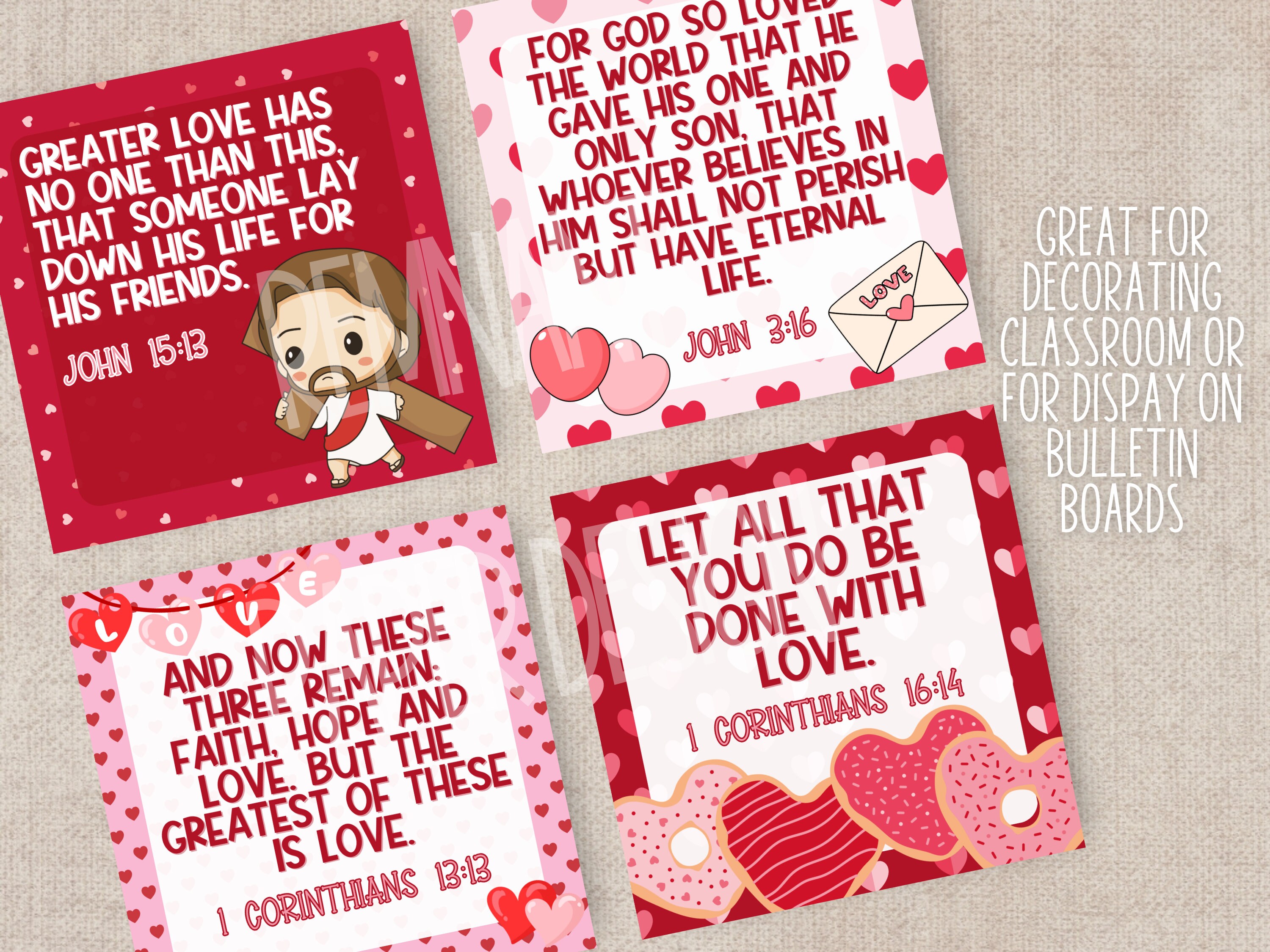 Valentine Scripture Cards, the Love of God Bible Verses, Printable ...