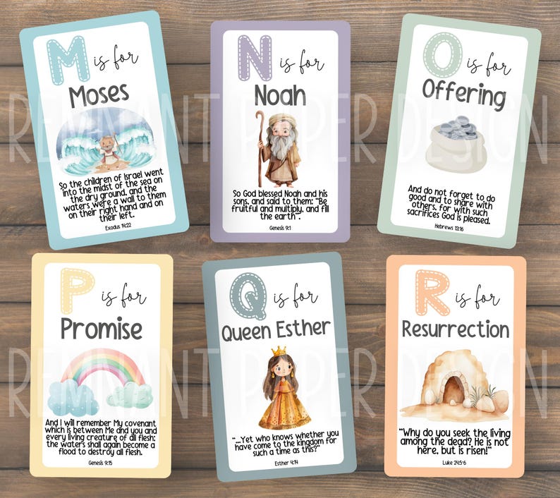 ABC Bible Flashcards Preschool | Children's Bible Study | Scripture ...