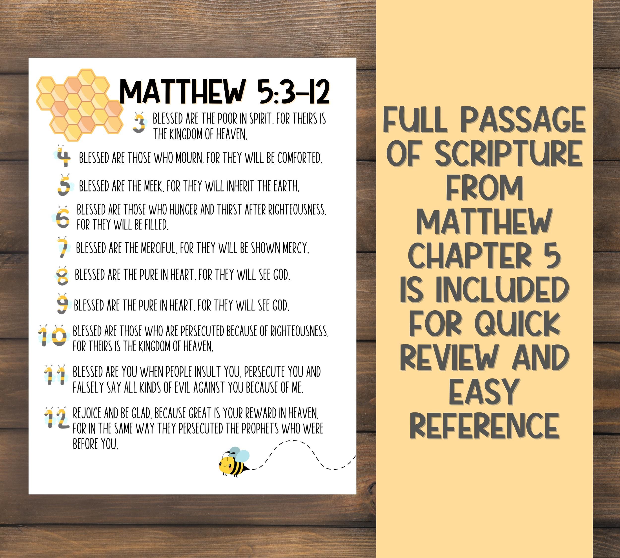 Kids Bible Lesson on Beatitudes KJV | Printable Craft Activity Coloring ...