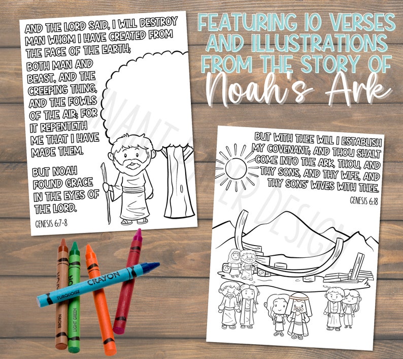 Noah's Ark Coloring Pages KJV | Genesis Bible Lesson | Scripture Study ...
