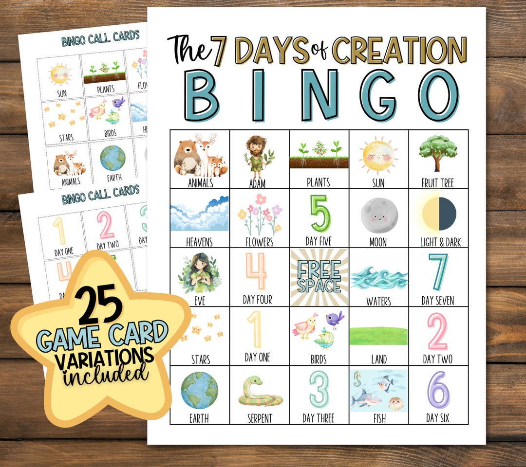 Bible Bingo for Youth | 7 Days of Creation Game | Sunday School ...