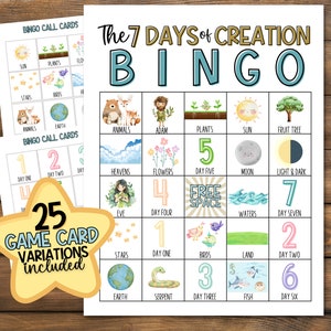 Bible Bingo for Youth | 7 Days of Creation Game | Sunday School ...