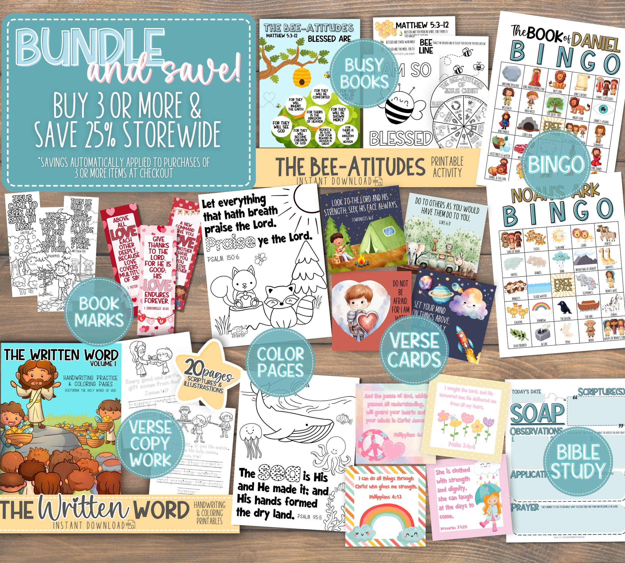 Kids Bible Lesson on Beatitudes KJV | Printable Craft Activity Coloring ...