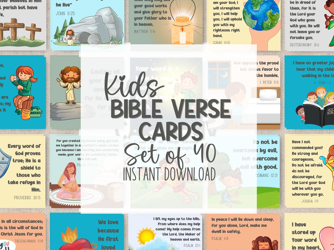 Simple Bible Verses for Kids Set of 40 INSTANT DOWNLOAD 4x4 - Etsy