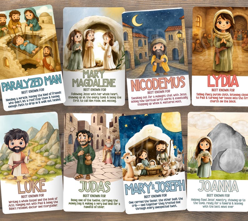 Bible Character Flash Cards for Kids New Testament | Printable ...