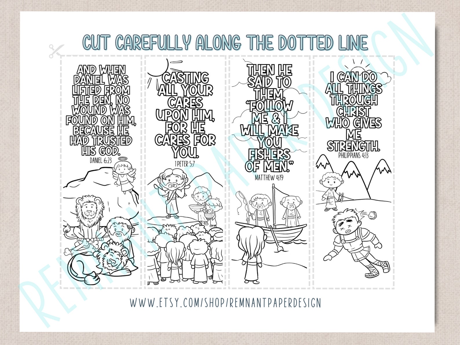 Bible Verse Coloring Bookmarks for Kids | Set of 8 | Instant Download ...