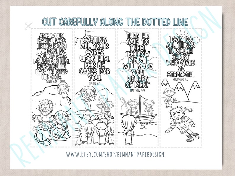 Bible Verse Coloring Bookmarks for Kids | Set of 8 | Instant Download ...