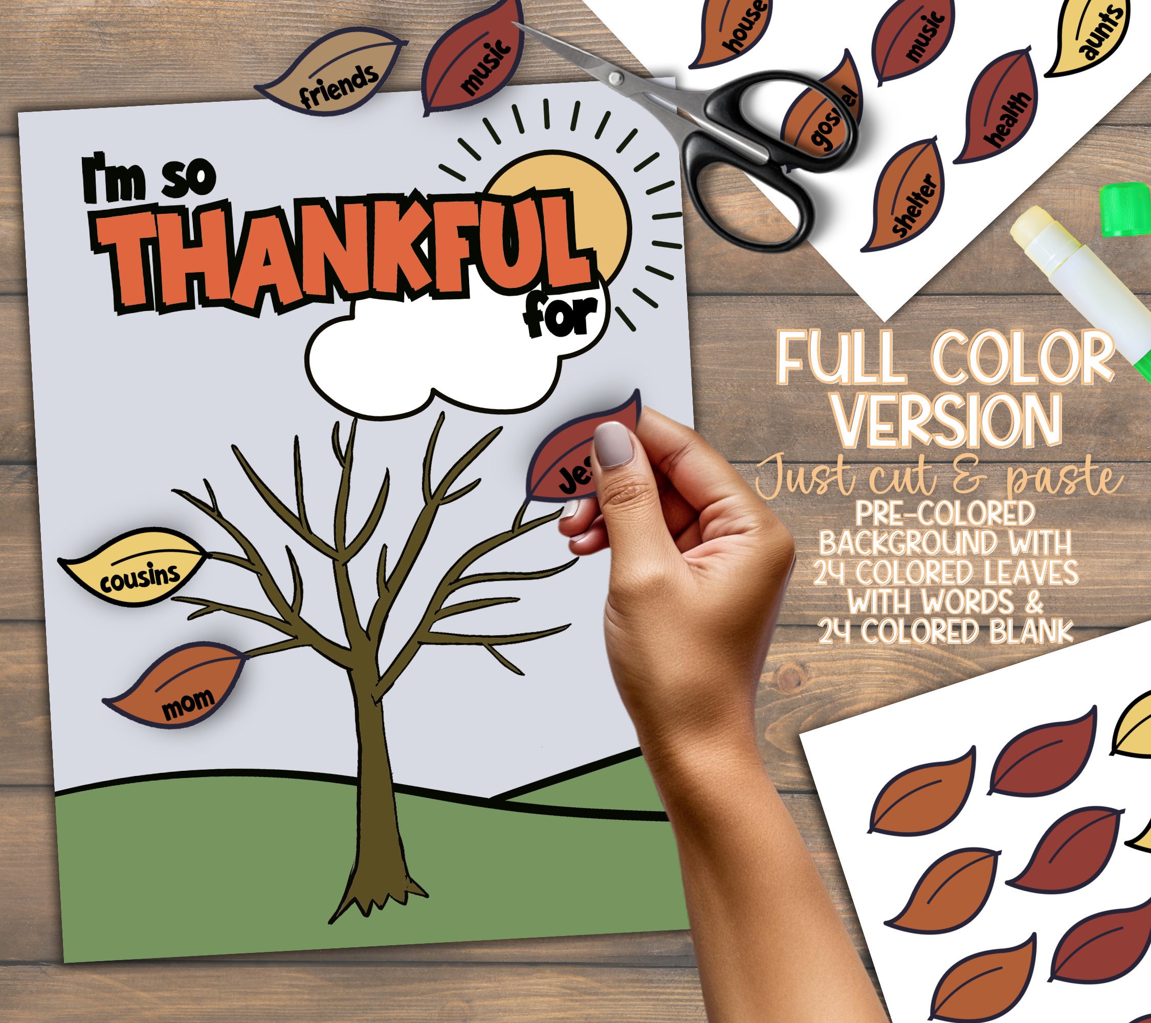 Thankful Tree Craft Fall | Coloring Page | Preschool Activity ...