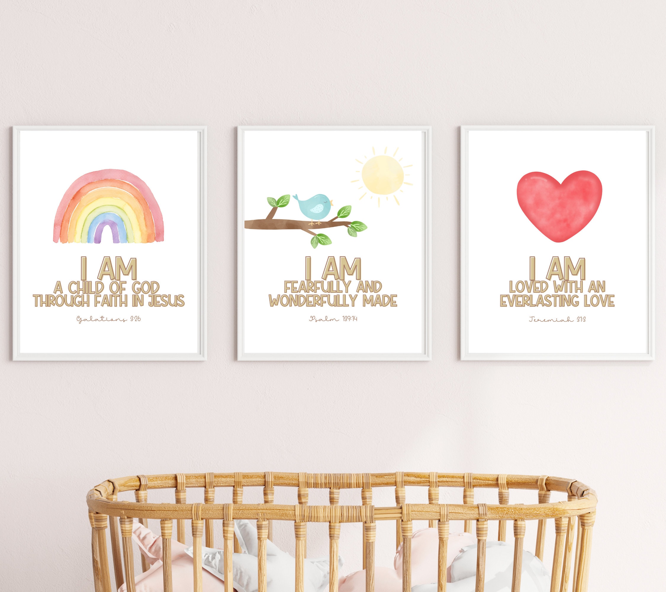 Kids Bible Verse Wall Art Set of 3 Printable I Am a Child of God ...