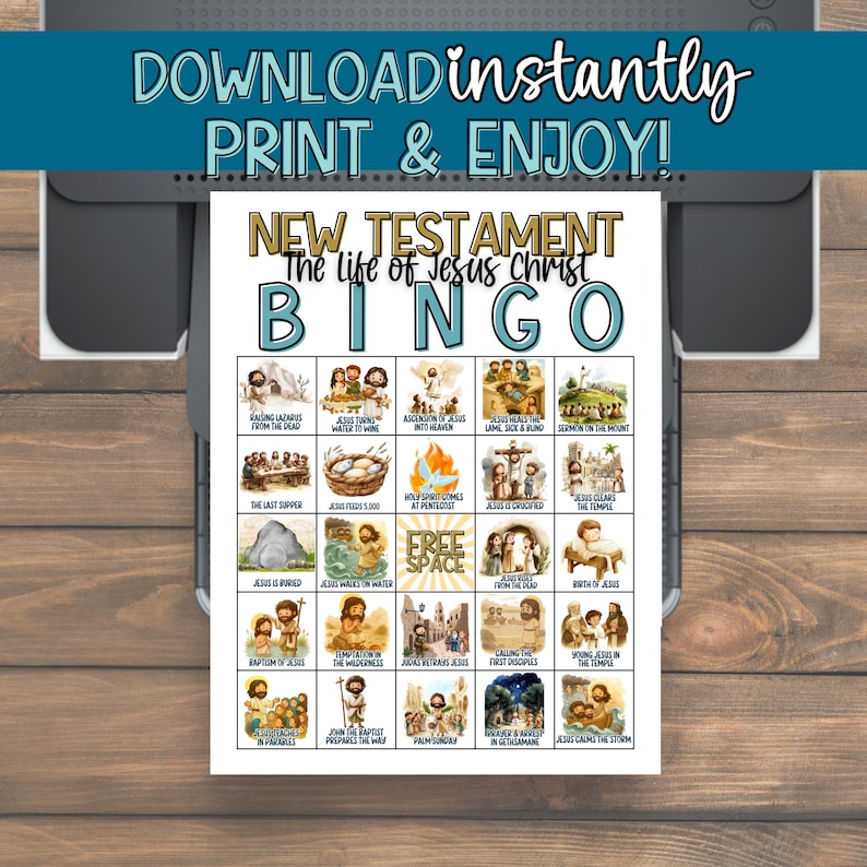 New Testament Bingo – the Life of Jesus Christ | Printable Bible Bingo ...