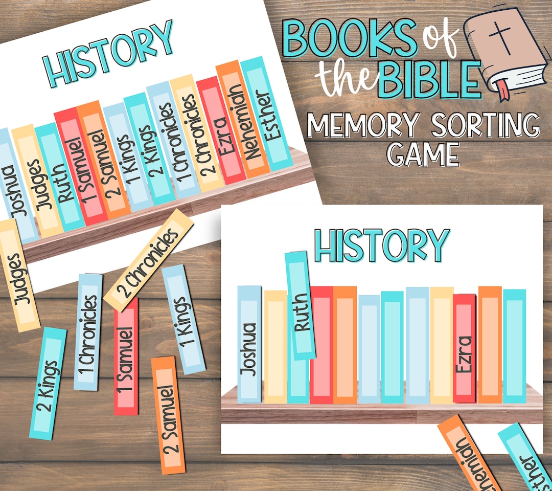 Books of the Bible Game Kids Memory Sorting Activity | Printable Church ...