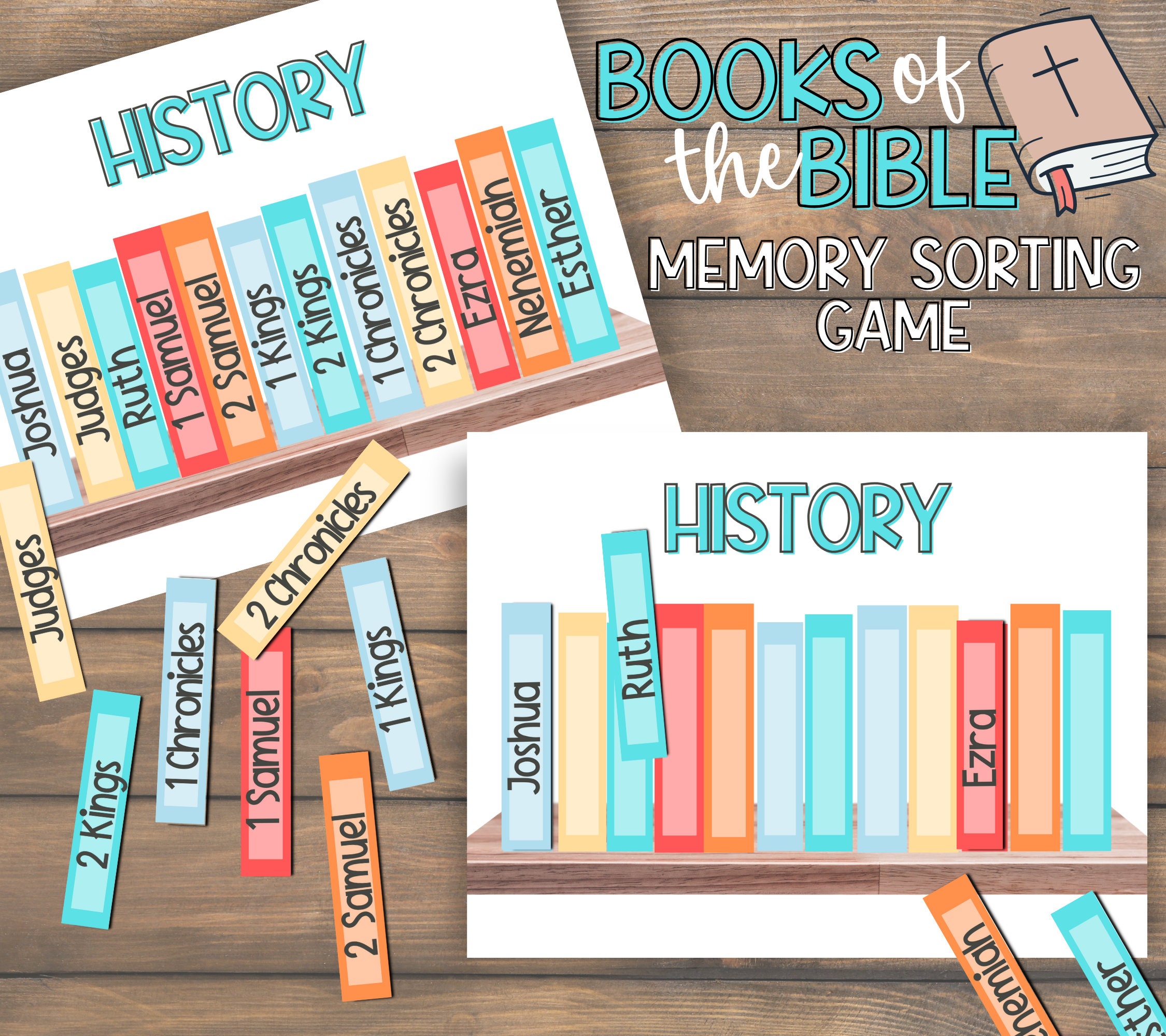 Books of the Bible Game Kids Memory Sorting Activity | Printable Church ...