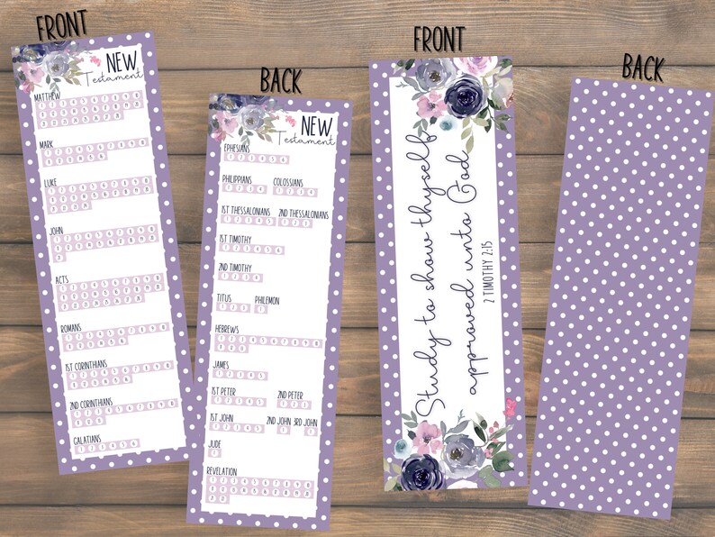 Printable Bible Tracker Bookmarks Purple | Chapter Checklist | Bible ...