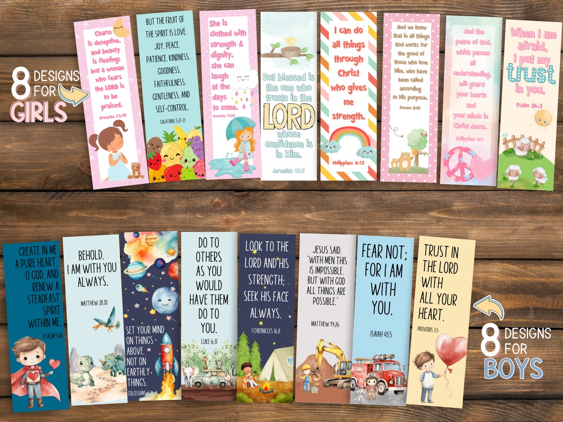 Printable Bible Verse Bookmarks for Kids Boys & Girls Designs Kids ...