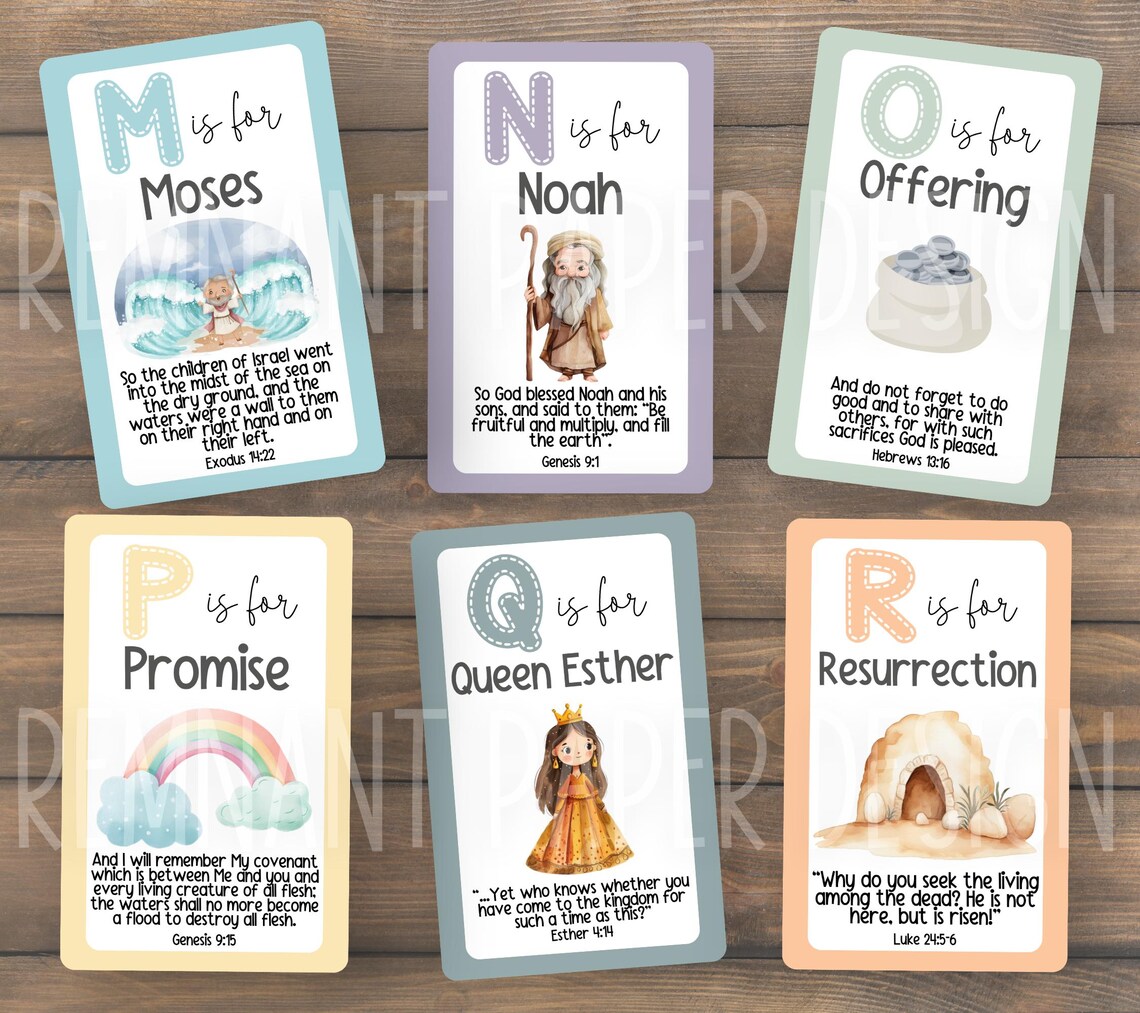 ABC Bible Flashcards Preschool | Children's Bible Study | Scripture ...