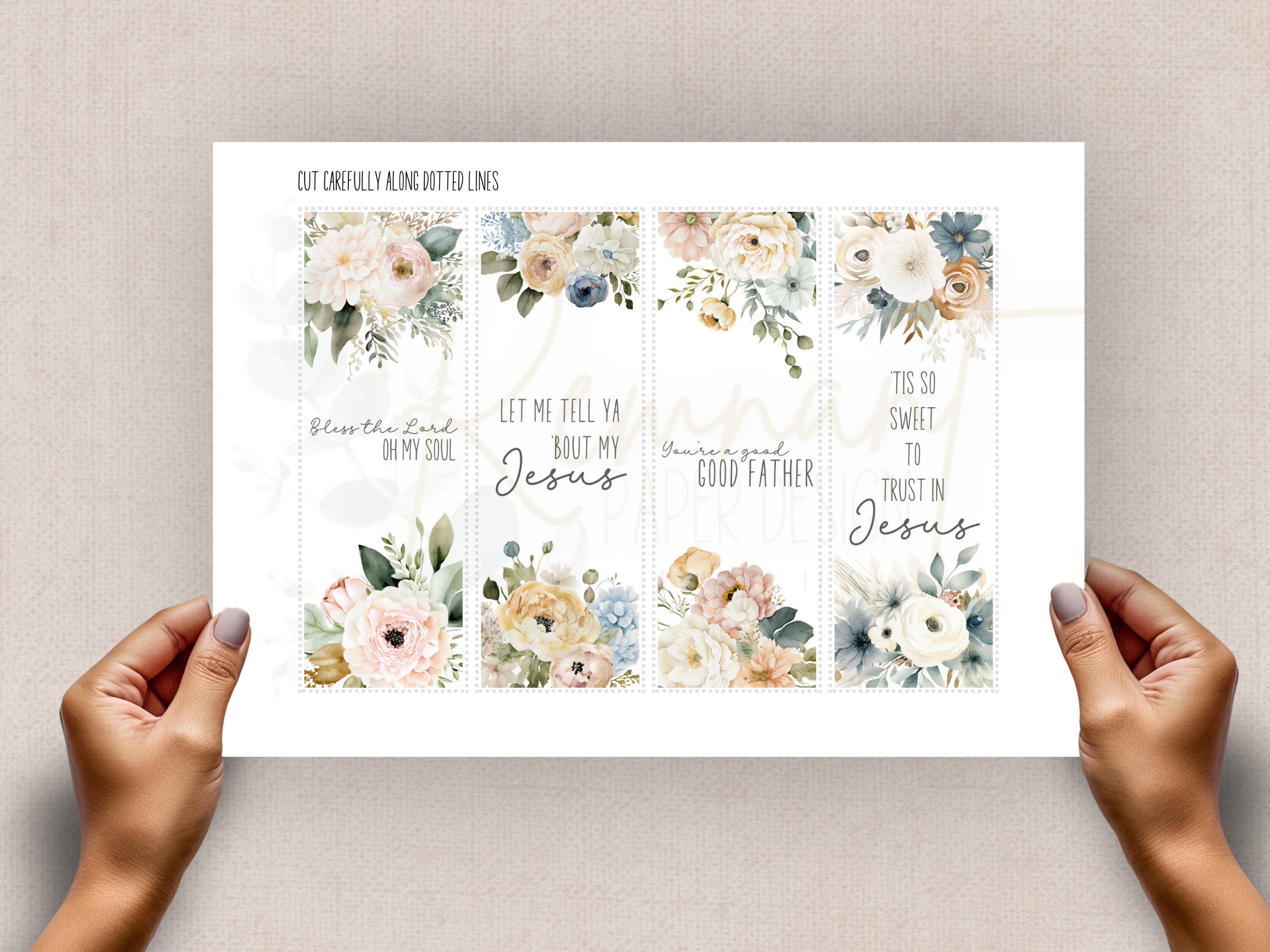 Christian Bookmark Pack INSTANT DOWNLOAD Set of 4 Floral Bundle ...