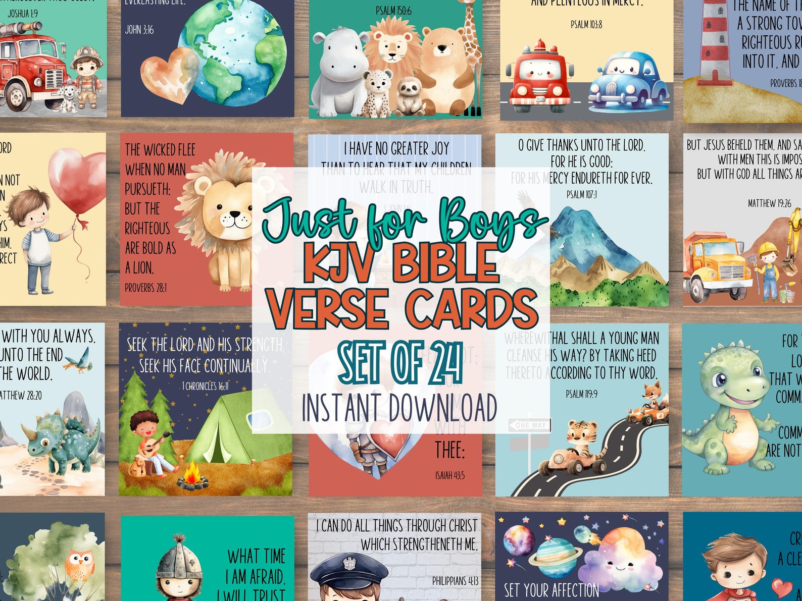 Preschool Bible Verse Cards KJV | Printable Scripture for Kids Boys ...