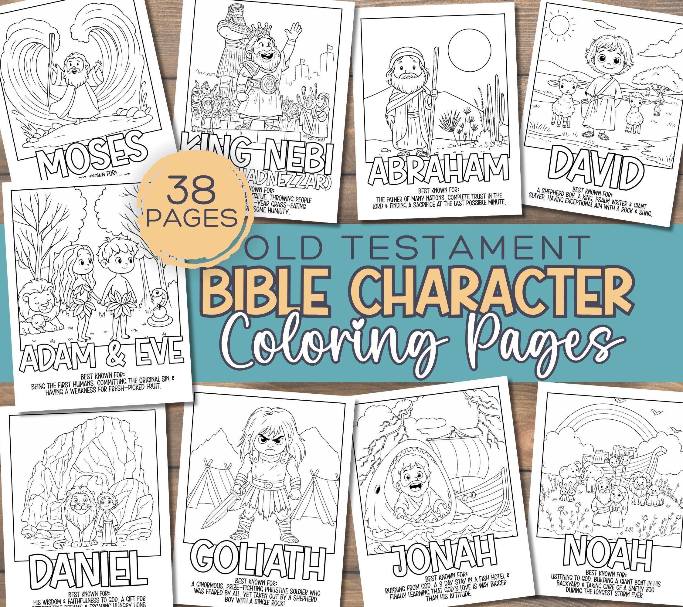 Bible Character Coloring Pages Old Testament | 38 Pages for Kids ...