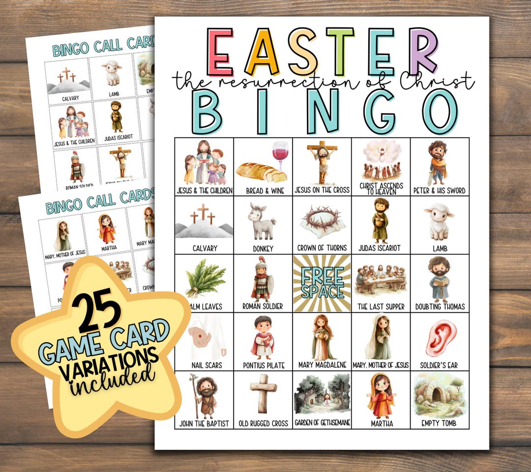 Easter Bible Bingo for Children | Resurrection Sunday School | Biblical ...
