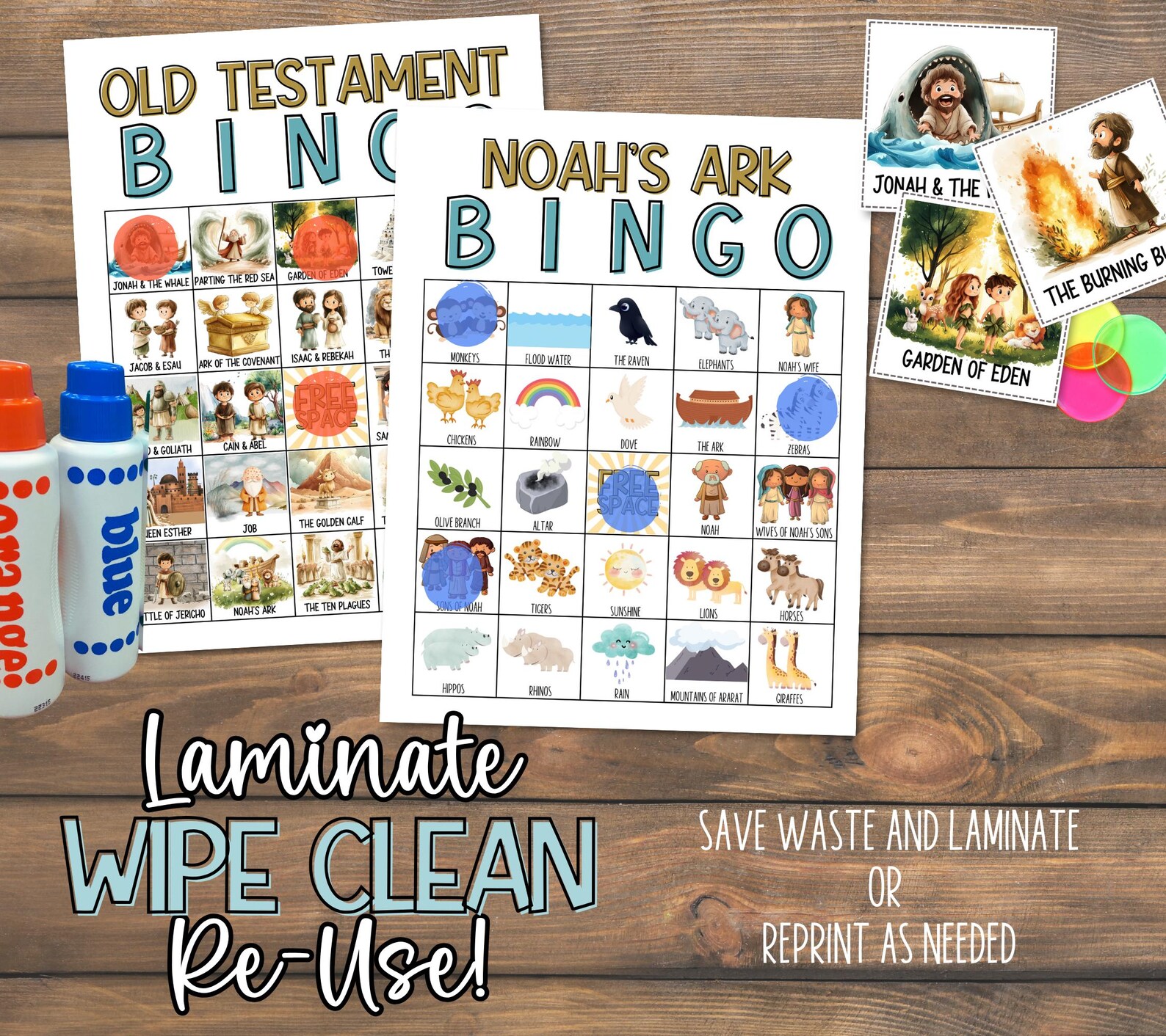 Bible Bingo Bundle Printable – Old Testament 5 Bible Games for Kids ...