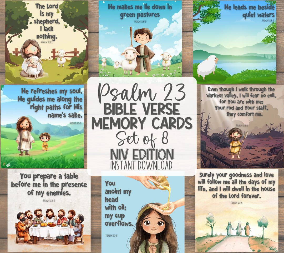 Psalm 23 Activity NIV Memory Verse Cards for Kids | Sunday School ...