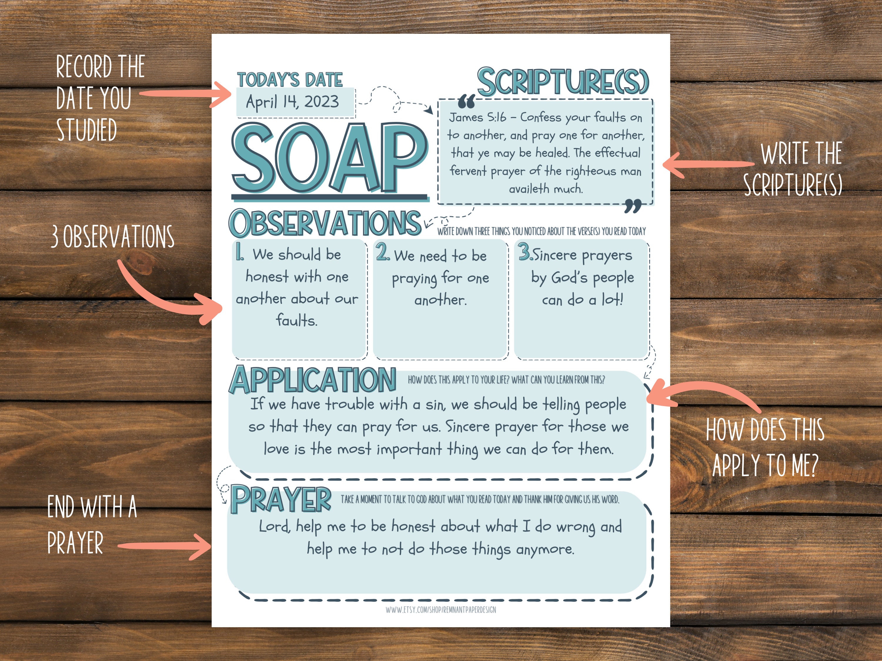 SOAP Bible Study Kids Worksheet | Church Printables for Children | Kids ...