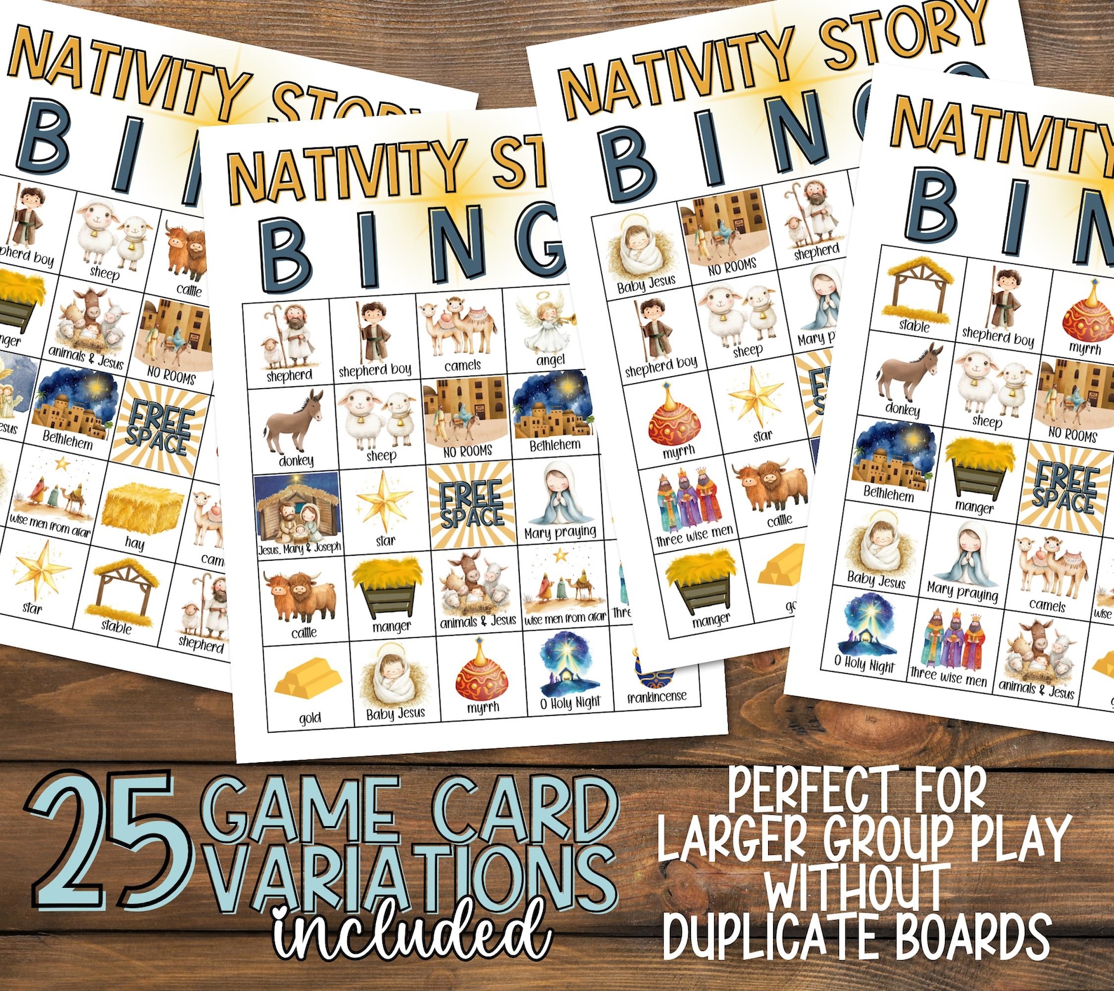 Christmas Bingo Cards With Nativity | Nativity Bingo Game | Bible ...