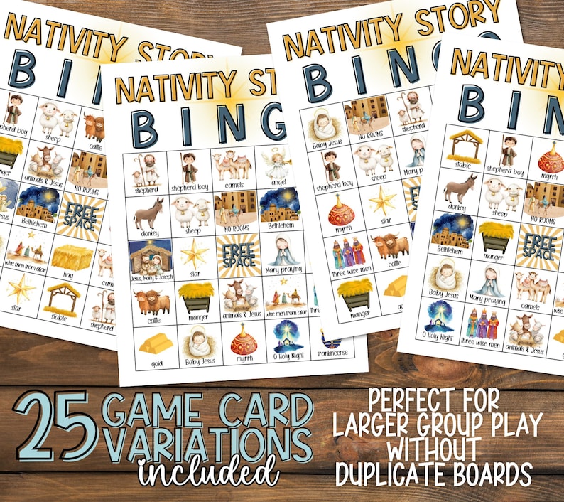Christmas Bingo Cards With Nativity | Nativity Bingo Game | Bible ...
