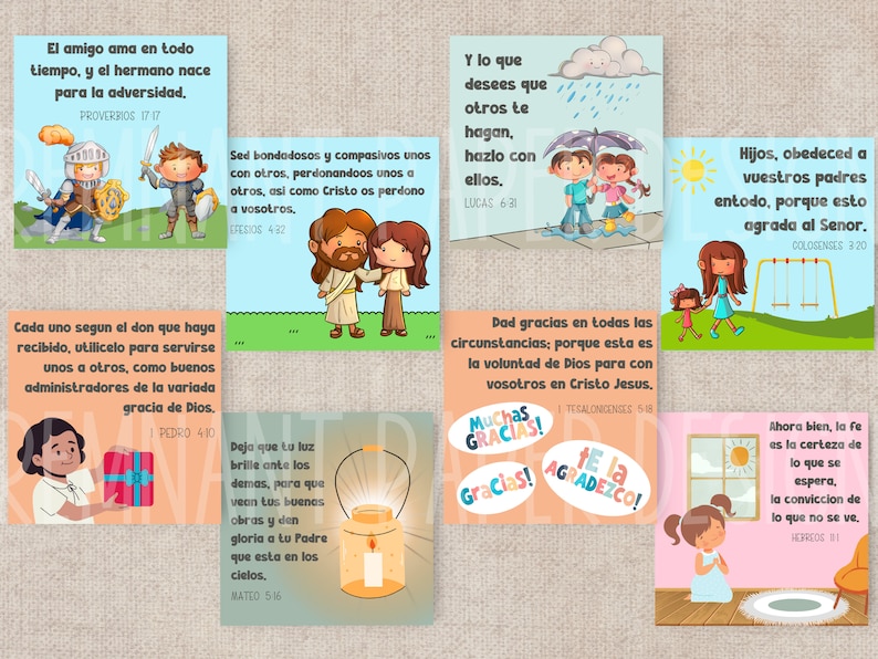 Kids Bible Verse SPANISH | Memory Verse Cards | Illustrated Scripture ...