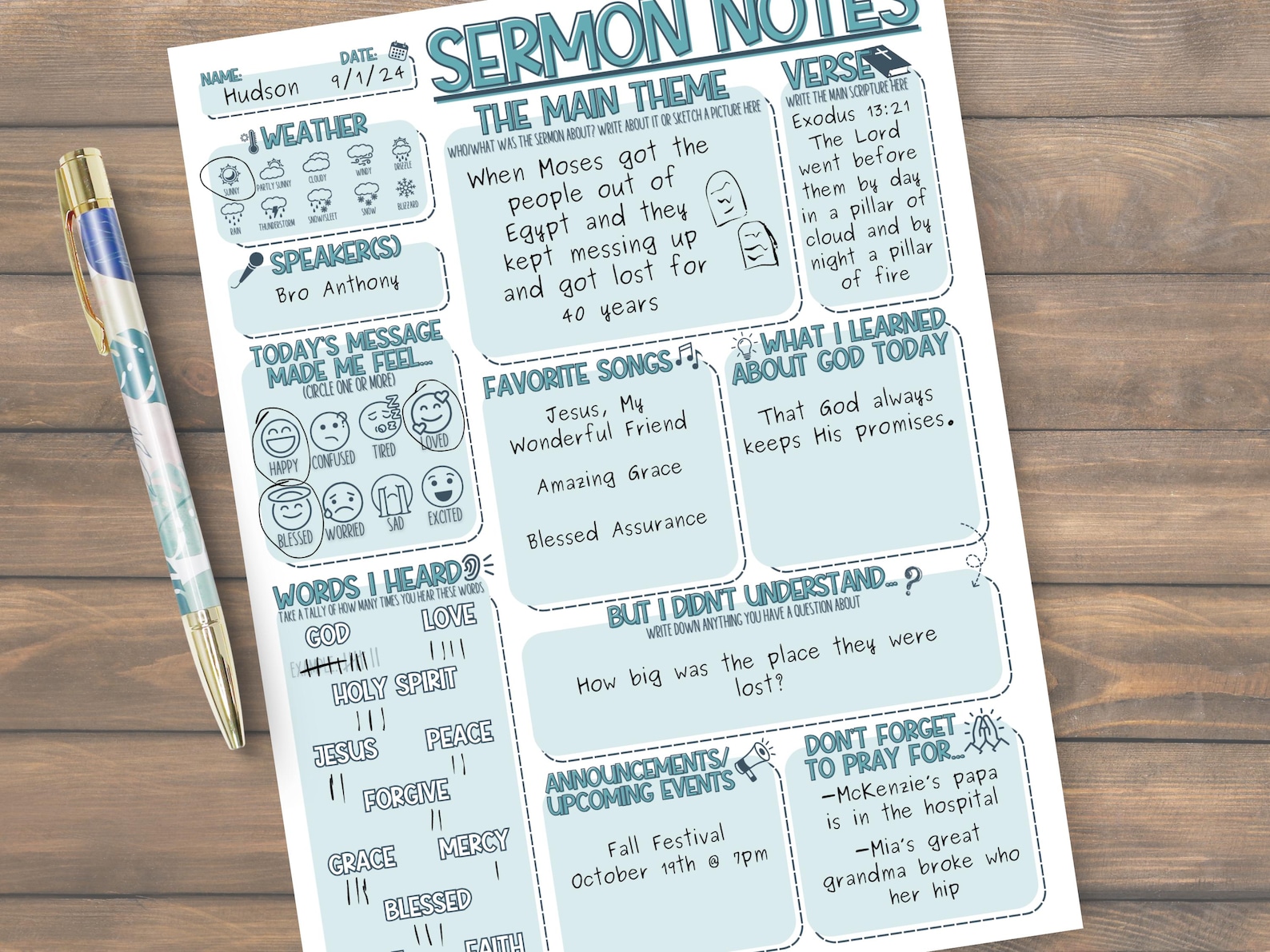 Sermon Notes for Youth | Kids Church Sunday School Worksheet | Youth ...
