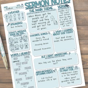 Sermon Notes for Youth | Kids Church Sunday School Worksheet | Youth ...