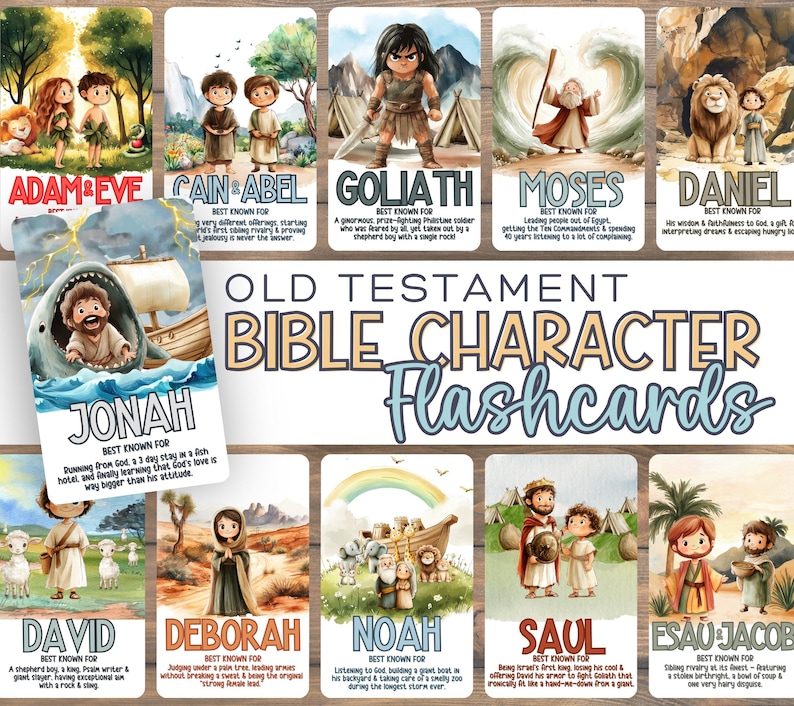 Bible Character Flash Cards for Kids Old Testament | Printable ...