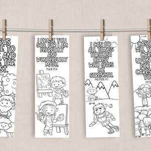 Bible Verse Coloring Bookmarks for Kids | Set of 8 | Instant Download ...
