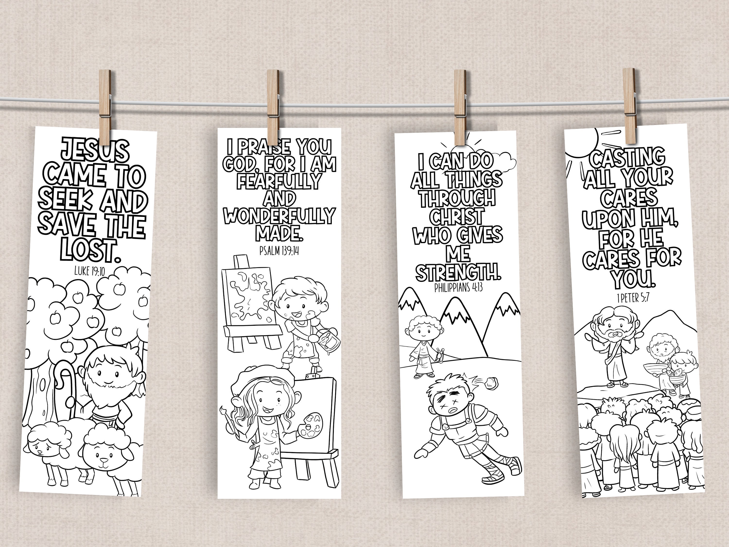 Bible Verse Coloring Bookmarks for Kids Set of 8 Instant Download Kids ...