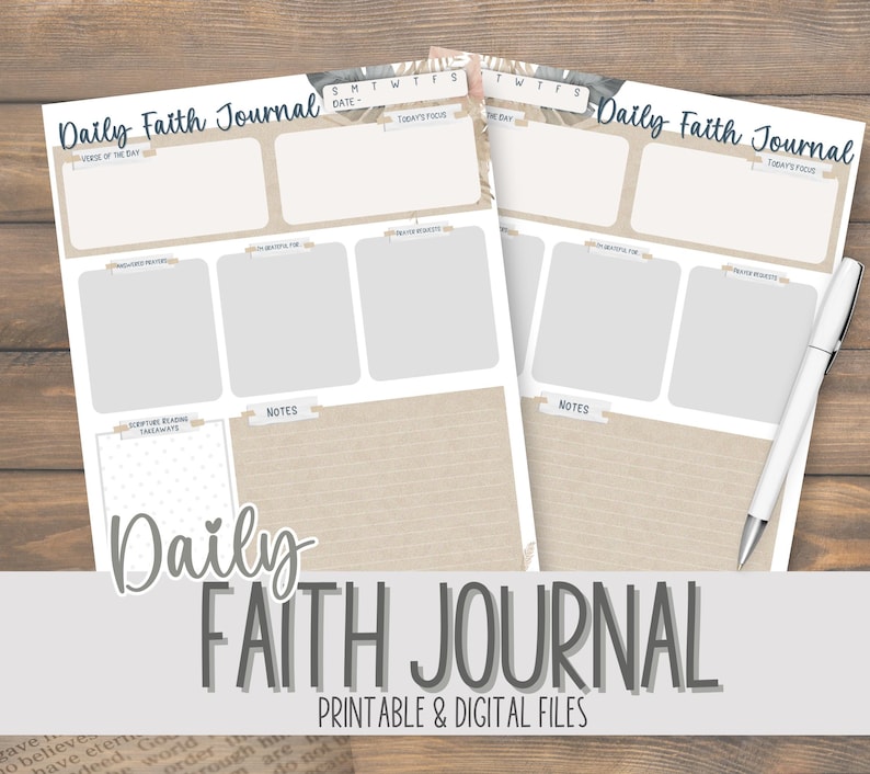 BEIGE Daily Faith Journal | Christian Journal Printable | Bible Study ...