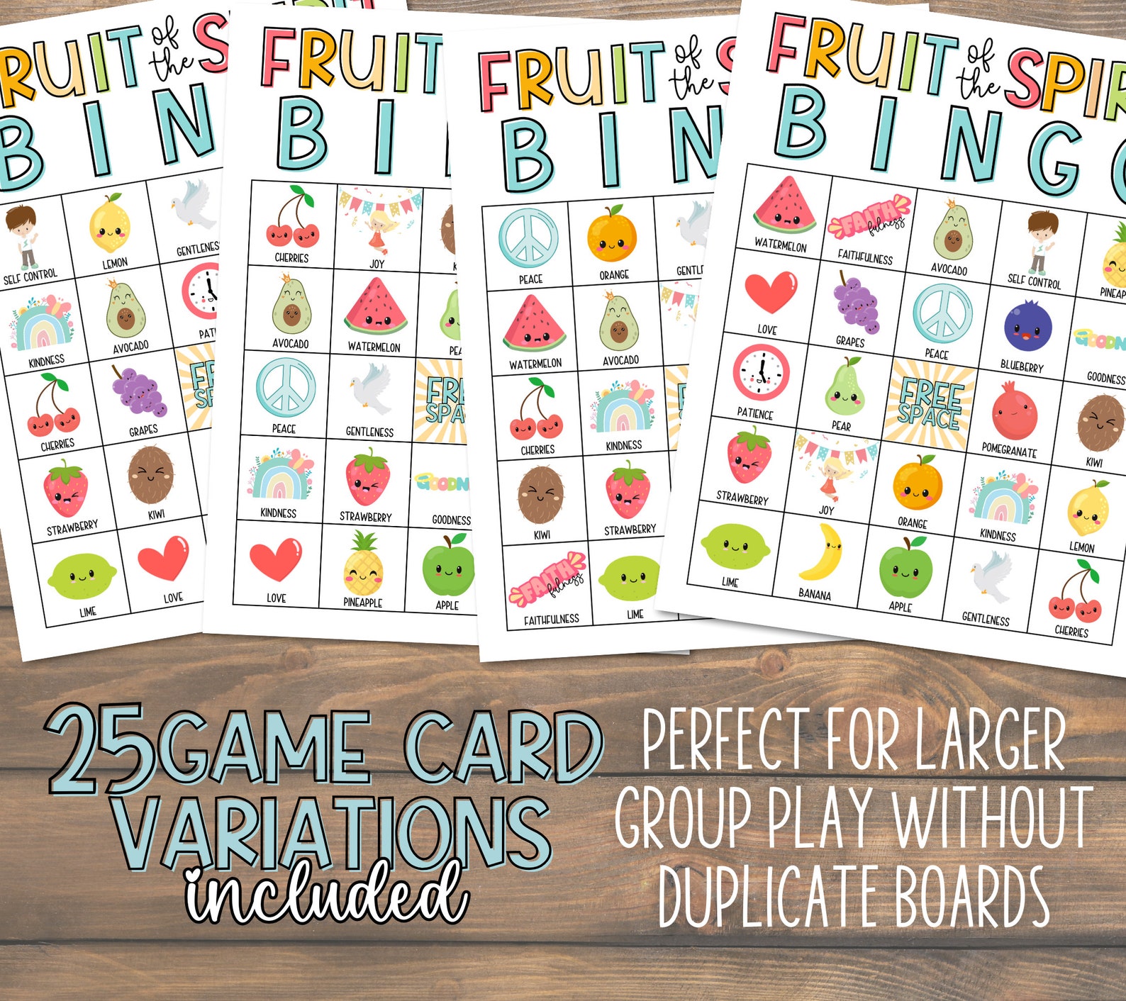 Fruit of the Spirit Bingo | Bible Bingo for Kids | Sunday School Lesson ...