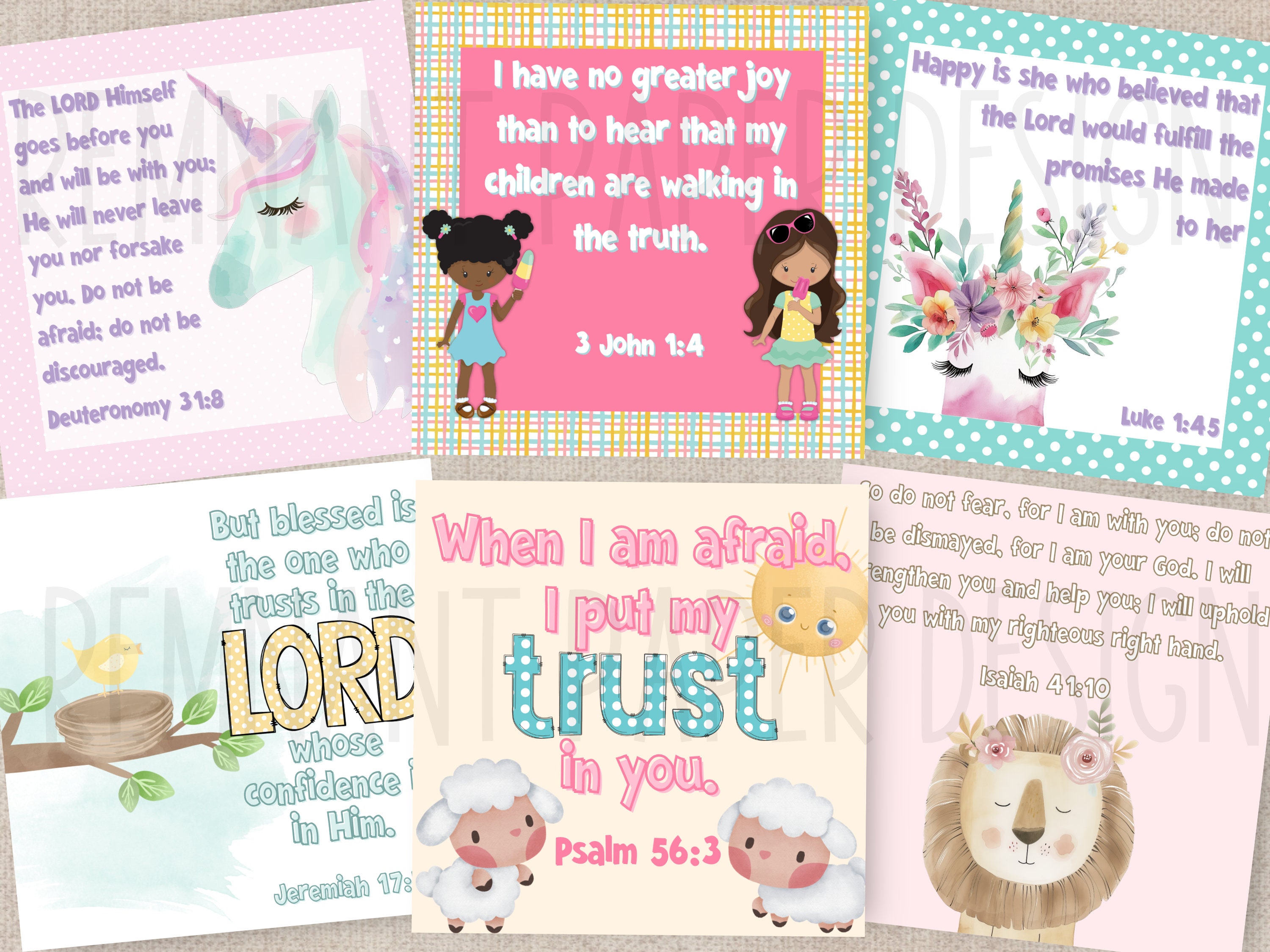 Simple Bible Verses for Kids Just for Girls Bible Verse Cards Girly ...