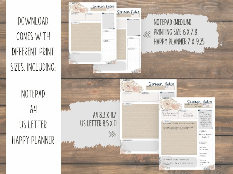 Sermon Notes for Happy Planner | Church Meeting Notes | Beginner Bible ...