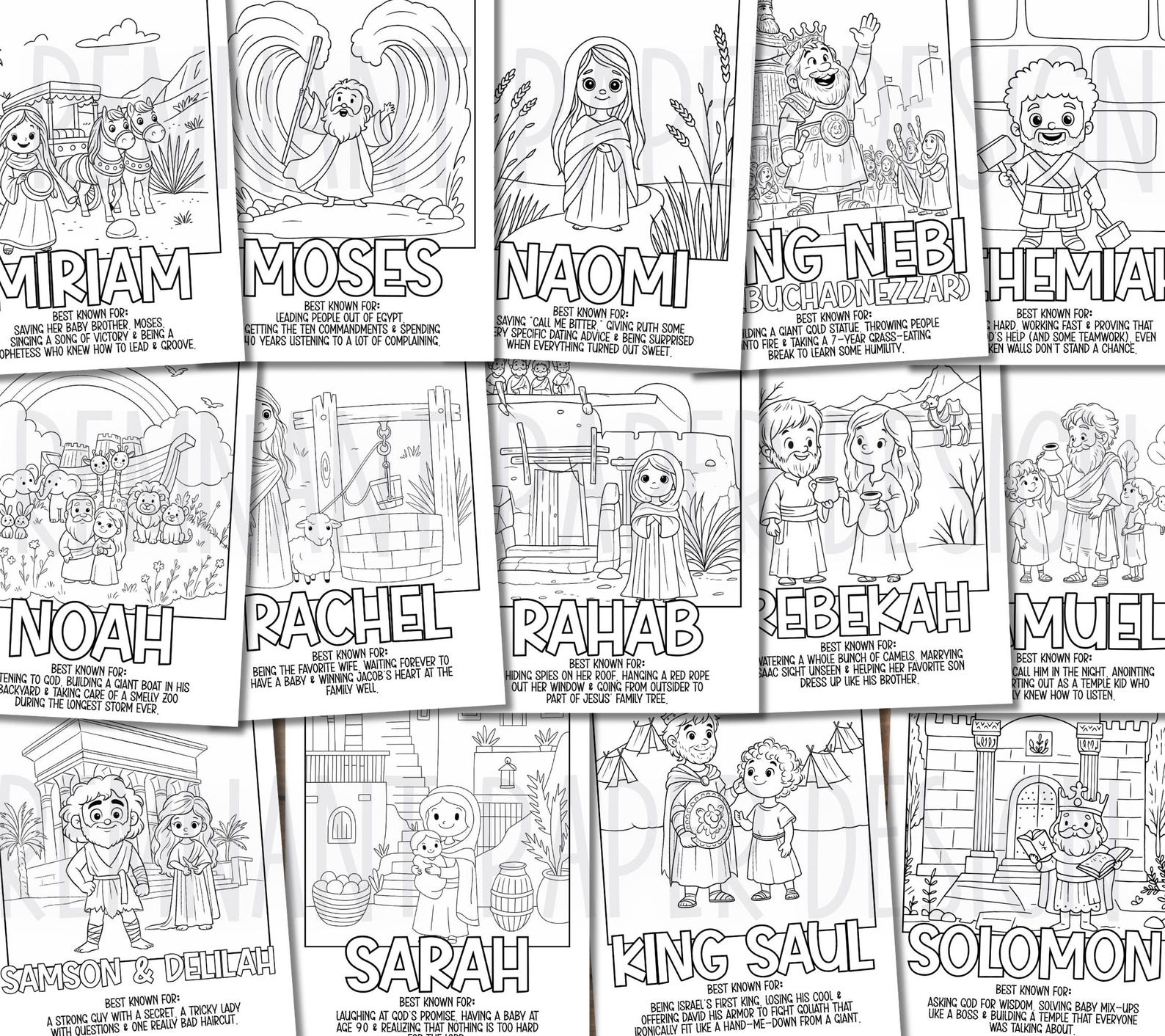 Bible Character Coloring Pages Old Testament | 38 Pages for Kids ...
