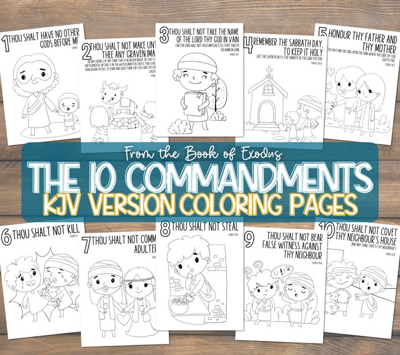 10 Commandments Coloring Sheets for Kids KJV Version | Sunday School ...
