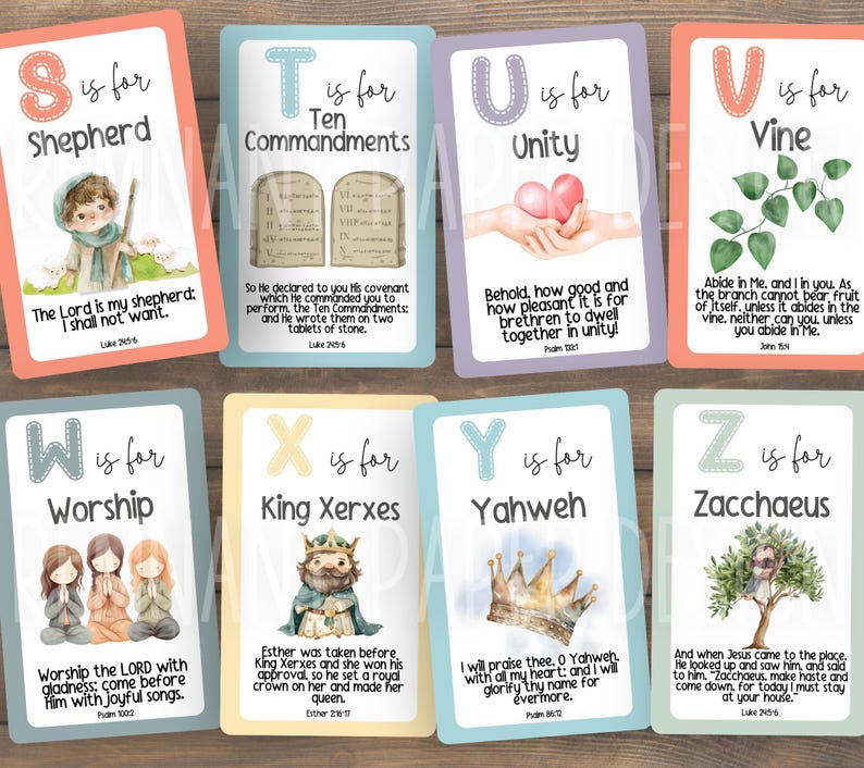 ABC Bible Flashcards Preschool | Children's Bible Study | Scripture ...
