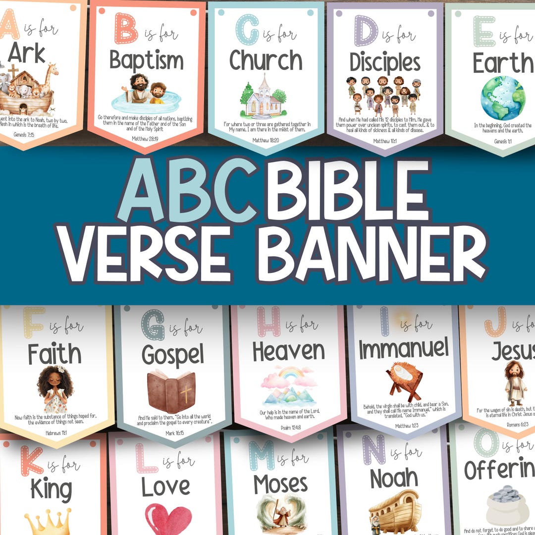 ABC Bible Verse Banner | Sunday School Classroom Decor | Scripture ...