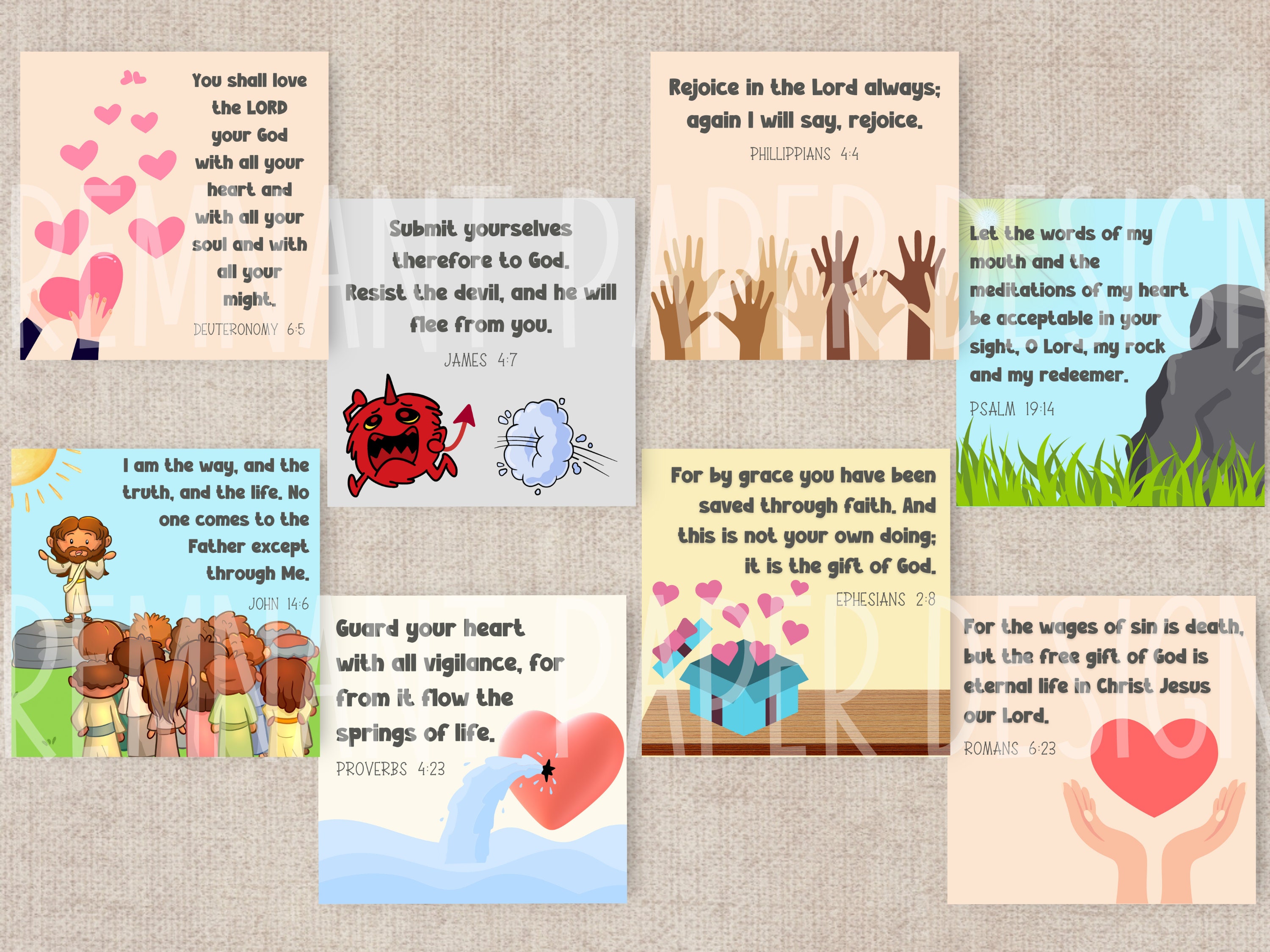 Simple Bible Verses for Kids Set of 40 INSTANT DOWNLOAD 4x4 With ...
