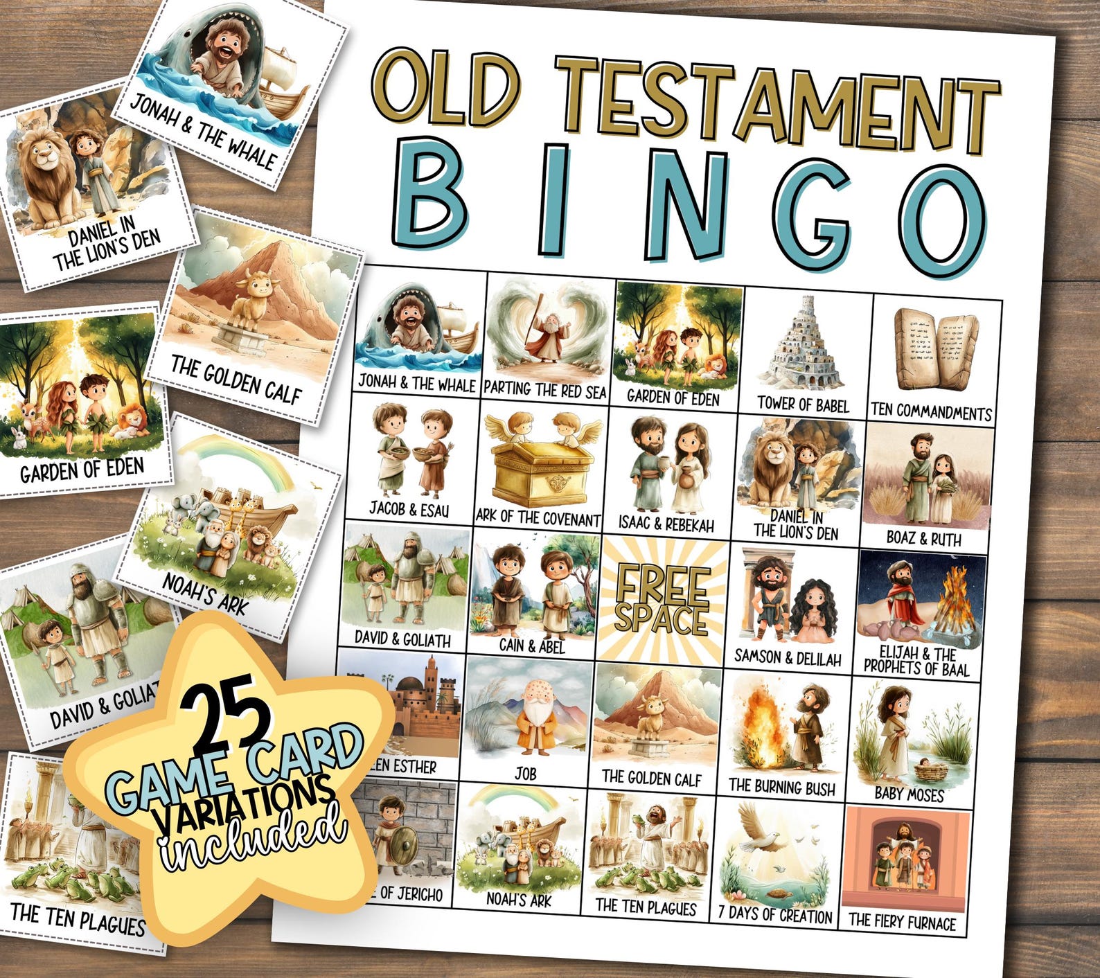 Old Testament Bible Bingo | Creative Printable Game for Kids | Sunday ...