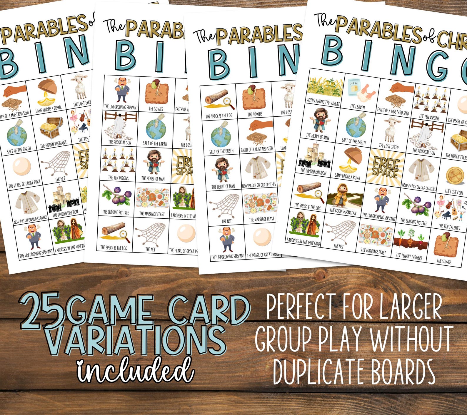 Bible Bingo for Preschool "the Parables of Christ" Game | Youth Sunday ...
