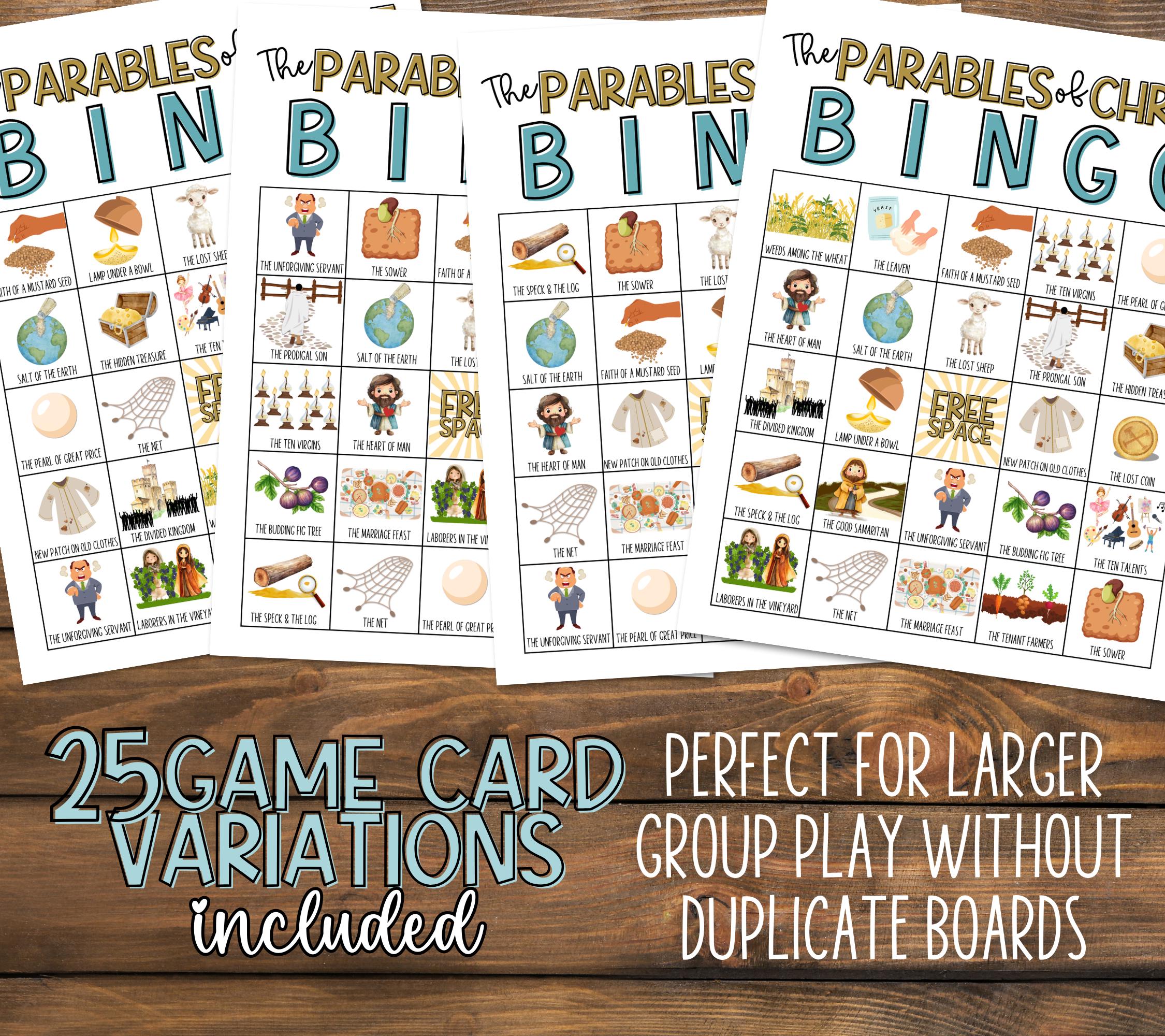 Bible Bingo for Preschool "the Parables of Christ" Game | Youth Sunday ...
