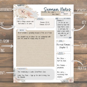 Sermon Notes for Happy Planner | Church Meeting Notes | Beginner Bible ...