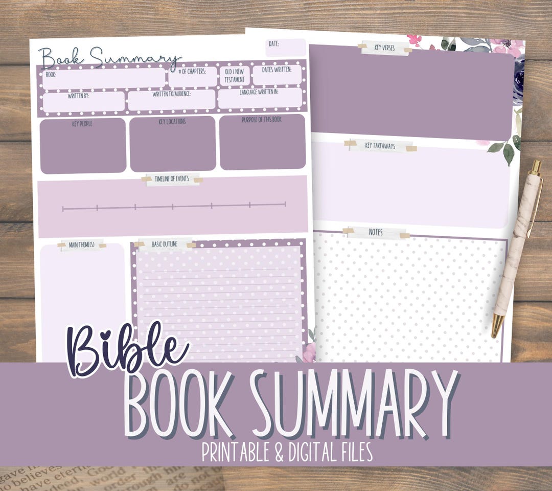 Books of the Bible Summary Printable | Beginner Bible Study | Scripture ...