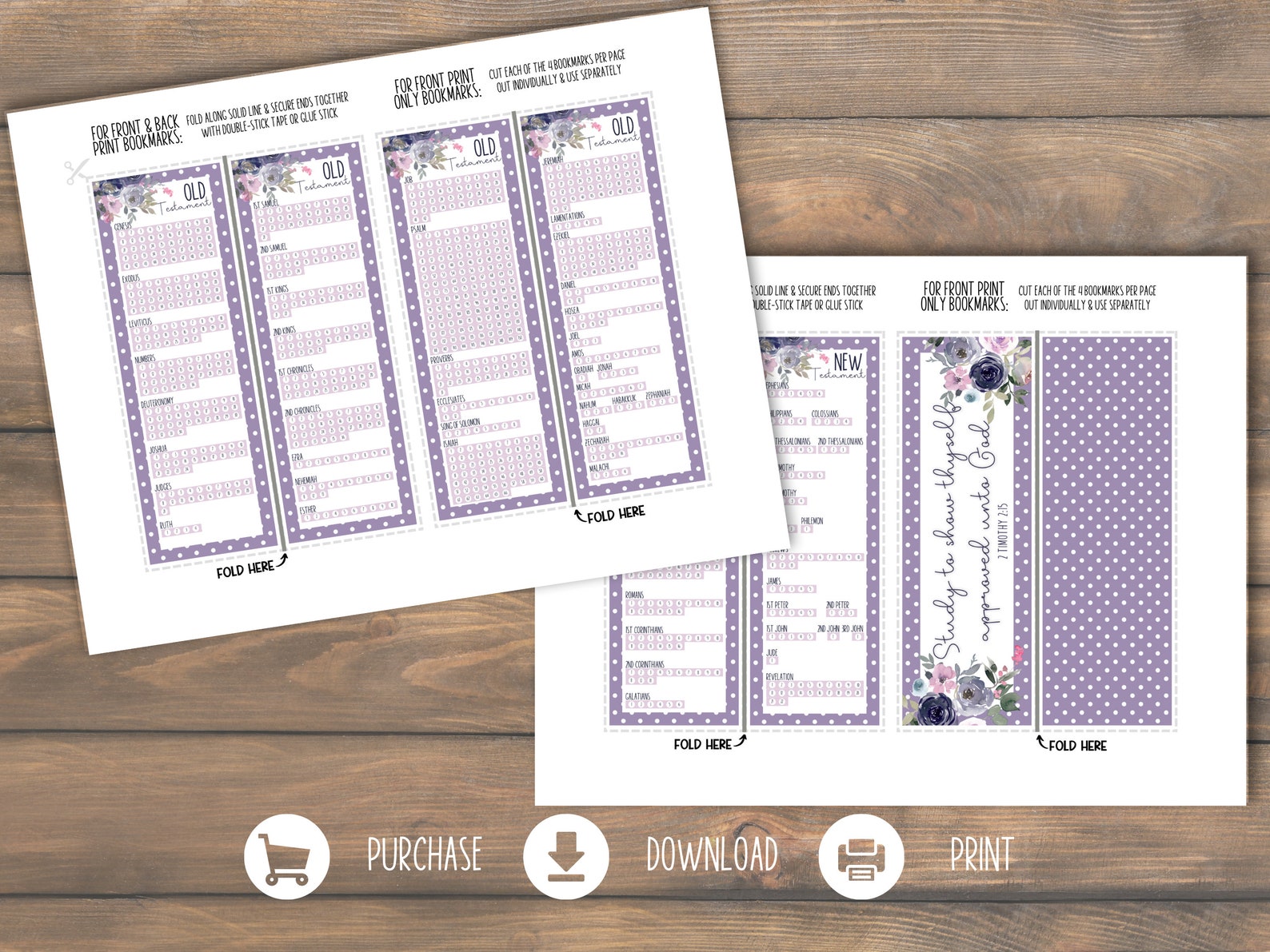 Printable Bible Tracker Bookmarks Purple | Chapter Checklist | Bible ...