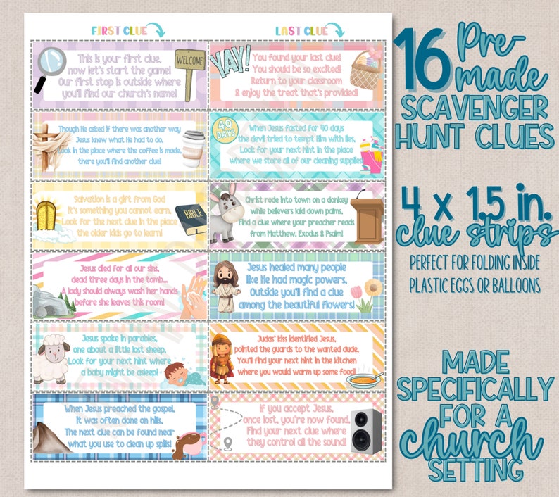 Easter Church Scavenger Hunt | Egg Hunt Clues | Resurrection Sunday ...